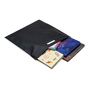 Thank You Bags with Handles - 15x16 Inch 25 Pack Reusable Black Fabric Totes with Handles for Small Business, Retail, Boutique Use, Shopping & Merchandise, Delivery & Restaurant Take Out Bags, in Bulk