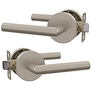 Mega Handles Passage I Lever Door Lock Handle Set for Hallway, Closet and Bathroom I Keyless Door Lock I Heavy Duty Design I Fits All Standard Door Sizes I Screws Included - Satin Nickel (1 Pack)