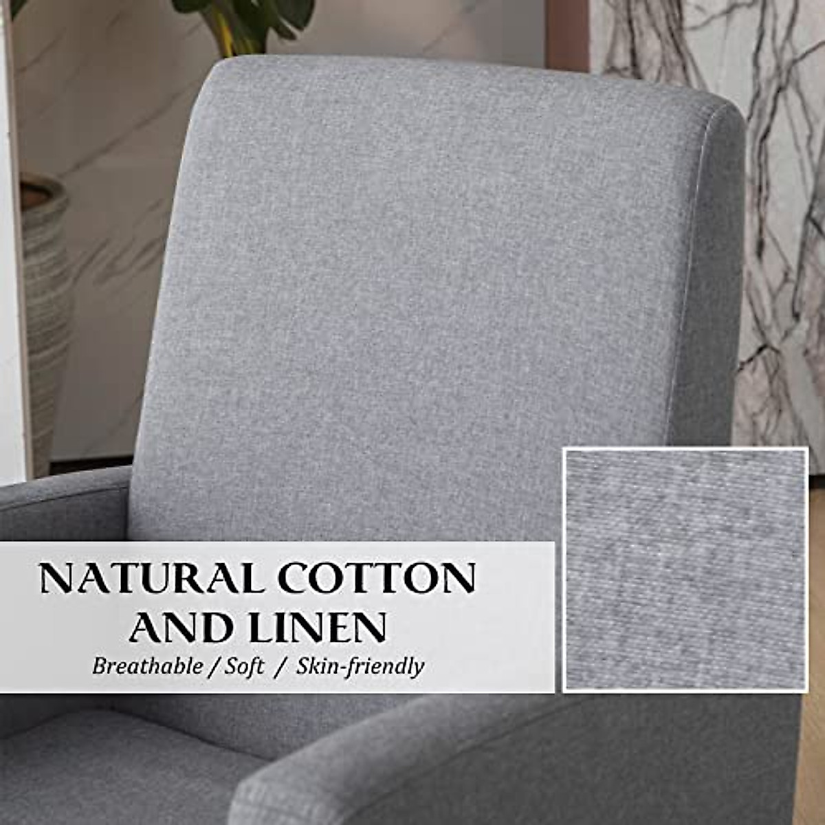 Paddie Rocking Chair Nursery Glider Rocker Chair Tall Back Upholstered Accent Armchair for Living Room Bedroom Office