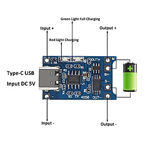 AEDIKO 20pcs TP4056 Type-C USB 5V 1A 18650 Lithium Battery Charger Module Li-ion Charging Board TC4056A with Dual Protection Function