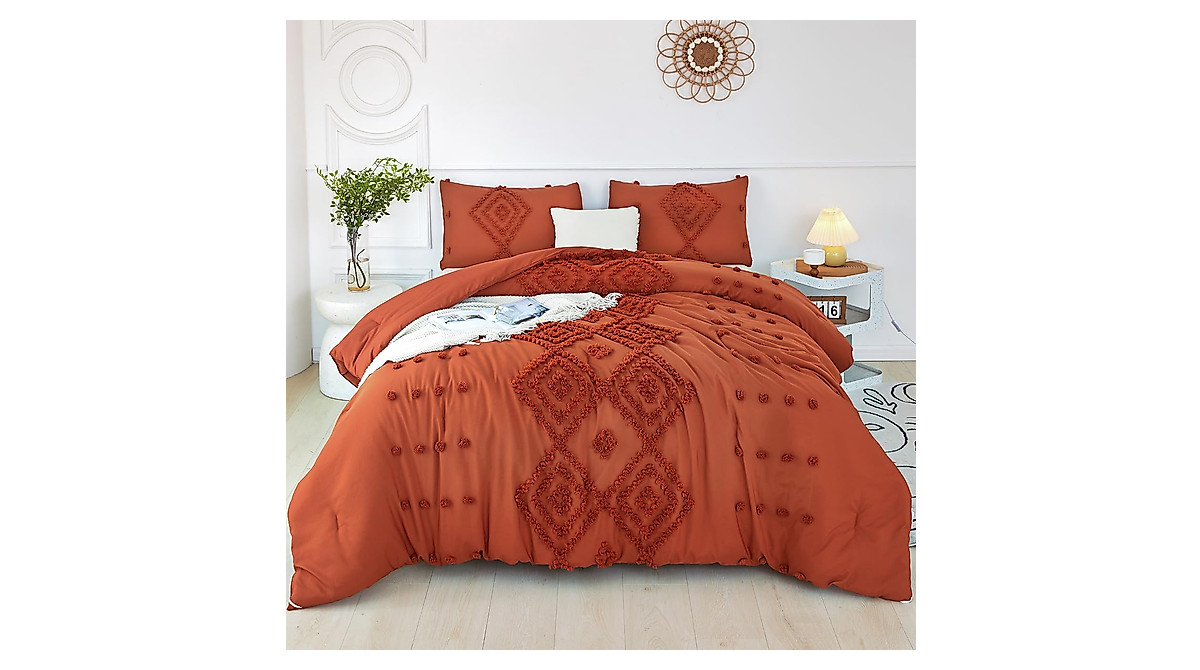 Boho Burnt Orange Queen Comforter Set - PERFEMET