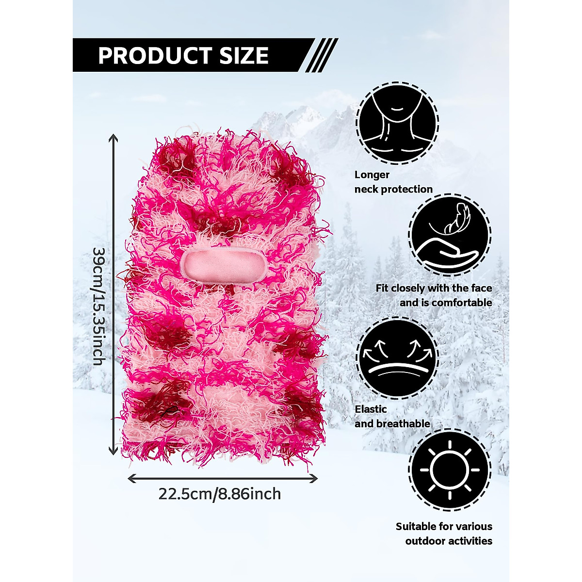 MGBPEI 1 Pack Distressed Balaclava Ski Mask for Men/Women Knitted Full Face Ski Mask Windproof Neck Warmer