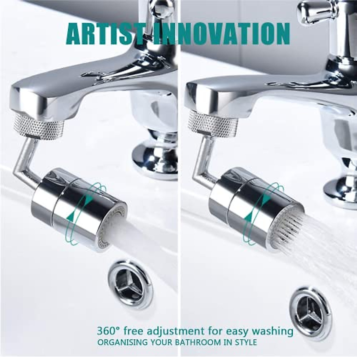 CHAOMIC 2PCS Universal Splash Filter Faucet 720 Rotating Faucet Extender Aerator Anti-Splash 4-Layer Net Filter Faucet Oxygen-Enriched Foam Leakproof Double O-Ring Sprayer Faucet