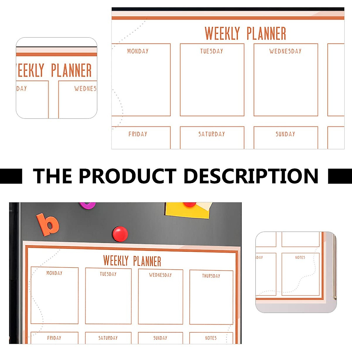 Toddmomy 1set Whiteboard Board Planner White with Calendar Erase Kindergarten Dry Education Eraser Early Magnetic Weekly Marker Refrigerator Office Adhesive Home for Xcm Erasable