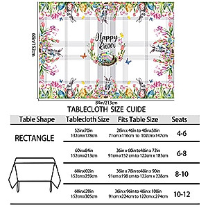 Hexagram Easter Tablecloth, Easter Table Cloth Rectangle 60x84 inch, Indoor or Outdoor Spring Easter Kitchen Table Decorations for Dinner