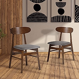 New Classic Furniture Morocco Dining Chair with Cushion, Set of 2, Dark Gray