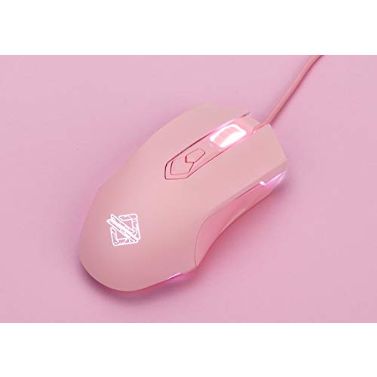 FIRSTBLOOD ONLY GAME. AJ52 Watcher RGB Gaming Mouse, Programmable 7 Buttons, Ergonomic LED Backlit USB Gamer Mice Computer Laptop PC, for Windows Mac OS Linux, Pink
