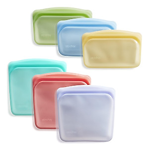 Stasher Premium Silicone Reusable Food Storage Bags, 6-Pack, Multi | Multi-Use Food Storage Bags, Lunch Bag, Travel Containers | BPA Free, Leak-free, Dishwasher-Safe, Eco-friendly
