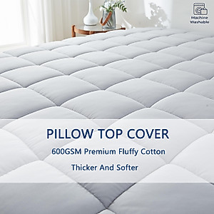 Jamdok King Size Dual Layer 4 Inch Firm Gel Memory Foam Mattress Topper for Back Pain,Mattress Pad with Removable Pillow Top Cover,(79X75X4”) White