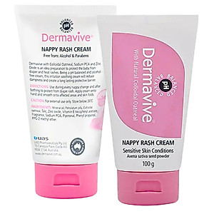 Dermavive Diaper/Nappy Rash Cream, Soothing Diaper Rash Cream, Baby Rash Ointment, Fast-Acting Rash Relief for Infants & Babies, Gentle Diaper Cream, 100g