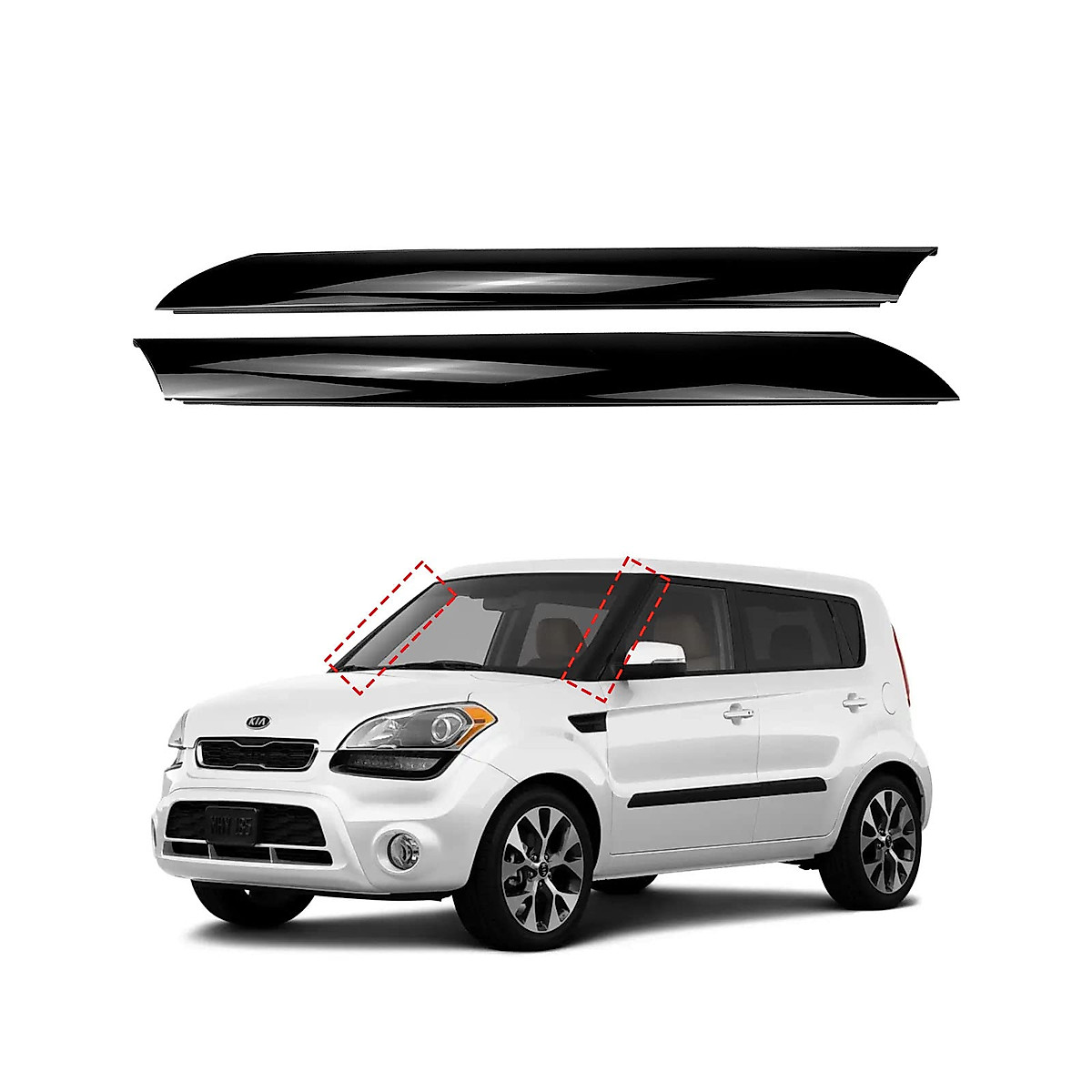 USTAR Black Left Right Pair Windshield Pillar Trim Panel Molding Fit for Kia Soul 2010-2013 861802K500 861702K500