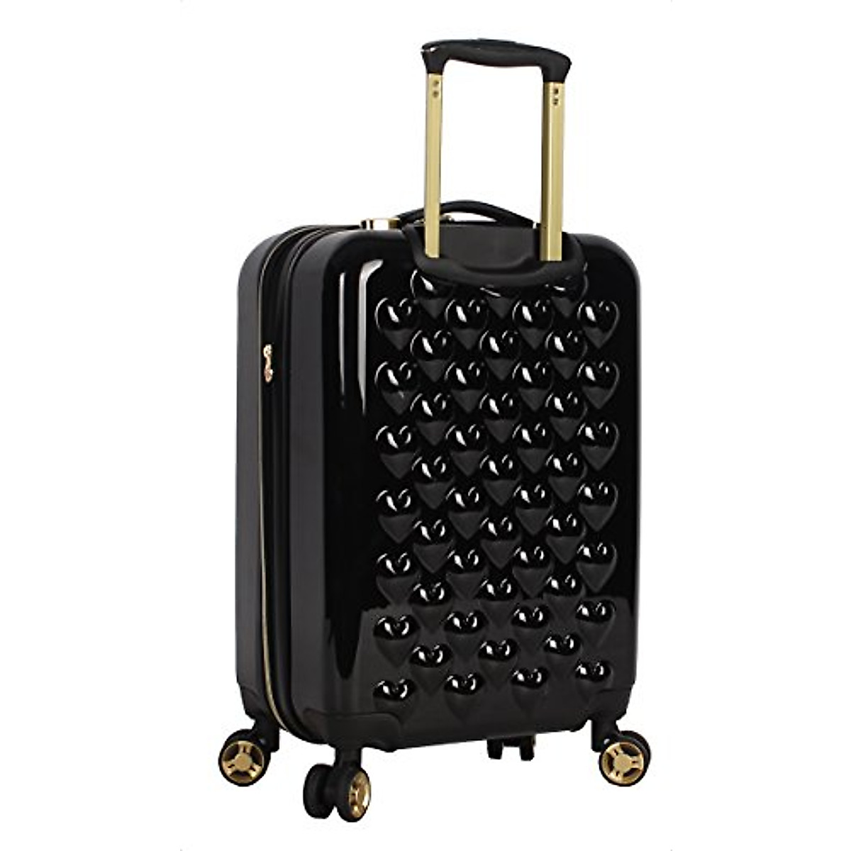 Betsey Johnson Designer 20 Inch Carry On - Expandable (ABS + PC) Hardside Luggage - Lightweight Durable Suitcase With 8-Rolling Spinner Wheels for Women (Heart to Heart Black)