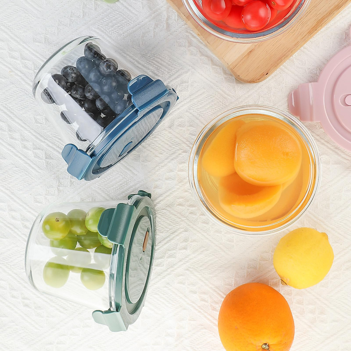 GREATLINK Glass Food Storage Containers with Lids - Glass Meal Prep Containers Reusable, Airtight Food Storage Containers Kitchen Pantry with Lids for Lunch, Bpa Free & Leak Proof