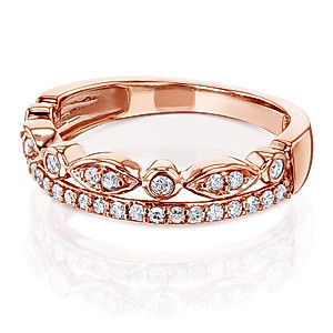 Kobelli 1/4 Carat TDW Mixed Set Double Row Diamond Band 10k Rose Gold, 8.5