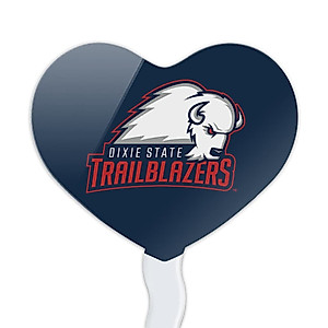 Dixie State Primary Logo Heart Love Cupcake Picks Toppers Decoration Set of 6