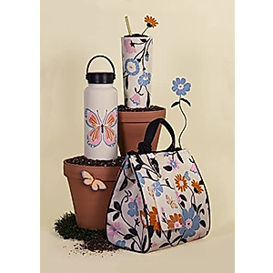 Kate Spade New York Cute Lunch Bag for Women, Large Capacity Lunch Tote, Adult Lunch Box with Silver Thermal Insulated Interior Lining and Storage Pocket, Floral Garden