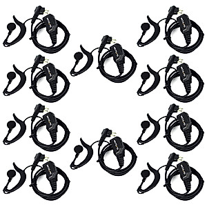 Retevis CP185 CP200D Earpiece, Compatible with Motorola CP100D GP300 GP2000 BRP40 RMU2040 RMU2080D RDU4100 RDU4160D DTR700 HYTTC610 Radios, Volume Adjustable Walkie Talkie Earpiece with Mic(10 Pack)