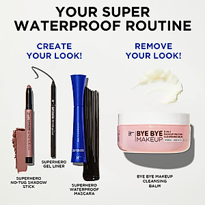 IT Cosmetics Superhero Volumizing Waterproof Mascara – 24HR Wear – Resists Sweat & Humidity – Lash-loving Biotin, Peptides & Pro-Vitamin B5 – Super Black, 0.3 fl oz