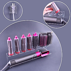 Lumclaw Storage Holder For Dyson Airwrap Curling Iron Complete Acrylic Wall Mount Bracket Stand Storage Rack Tool For Home Bathroom Shelf Organizer