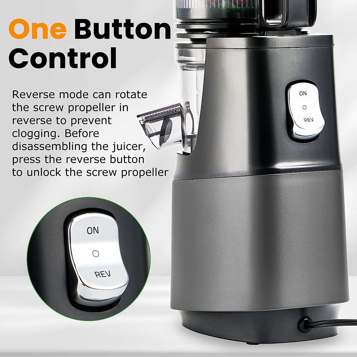 ATSENT Cold Press Juicer,Slow Masticating Juicer Machines with 5.3" Large Feed Chute for Most Fruits and Vegetables,Easy to Clean Lemon Orange Juicer with 250W Motor and High Juice Yield