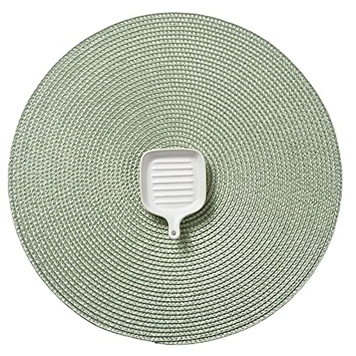 AHHFSMEI Round Braided Placemats 15 Inch Round Table Mats for Dining Tables Woven Heat Resistant Place mats Set of 6 (Fog Green)