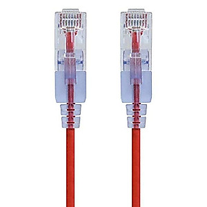 Monoprice Cat6A 5ft Red 10-Pk Patch Cable UTP 30AWG 10G Pure Bare Copper Snagless RJ45 SlimRun Series Ethernet Cable