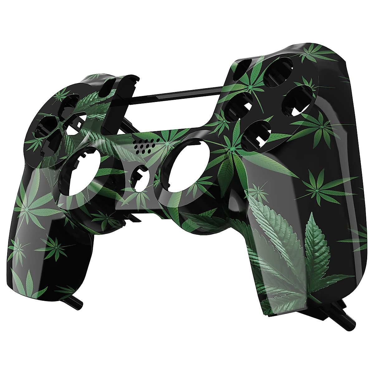 eXtremeRate Green Weeds Patterned Custom Faceplate Cover, Replacement Front Housing Shell Case Compatible with ps4 Slim Pro Controller JDM-040/050/055 - Controller NOT Included
