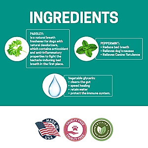 GREEN COAT ALL-NATURAL DOG BREATH FRESHENER SPRAY, Pet Water Additive, Teeth & Gum Spray for Dogs, Dog Dental Care for Bad Pet Breath-Oral Mouth Care, No Brushing, Easy to Apply | Made in USA | 8fl oz 237ml.