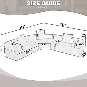 Guo Baitur Oversized Couch – Curved Sofa Bed for Living Room, Boucle Fabric, Unique Design