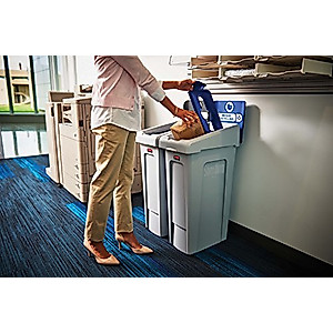 Rubbermaid Commercial Products Slim Jim Recycling Station 2-Stream Landfill/Mixed Recycling Bin/Can/Kit/Station, 23-Gallon, for Offices/Home/Higher Education/Commercial Facilities