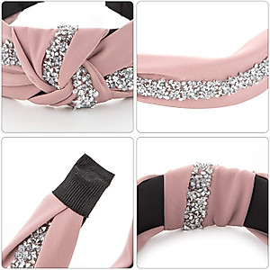 kalyn 3Pcs Fashion Rhinestone Diamond Headbands,satin knot headbands Hair Bands Glitter Hairband for Women Girls Hair Accessories(Yellow, pink, gray colors)