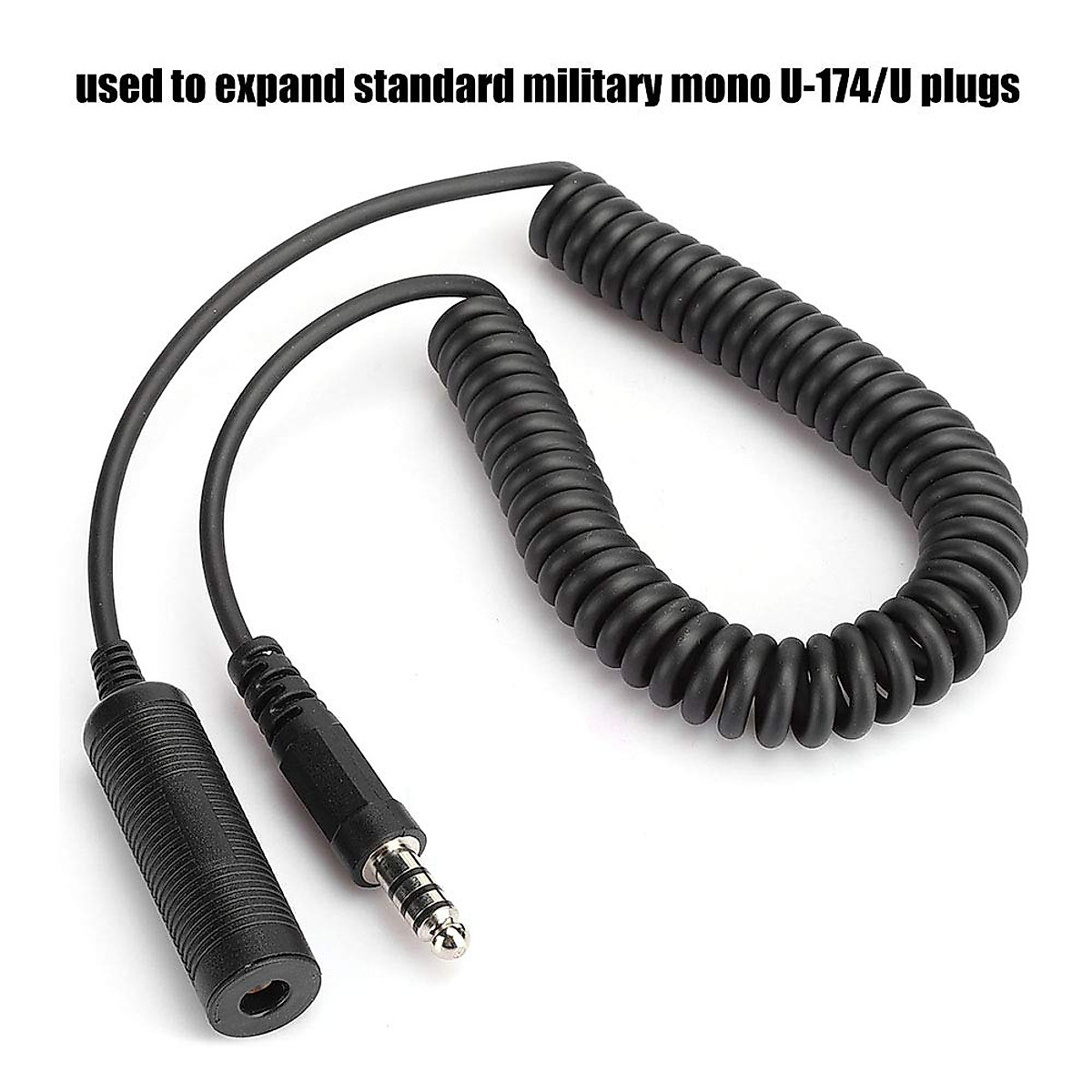Headphone Extension Line,Coiling Type U-92A/U to U-174/U Helicopter Military Headphone Extension Cable,Used to Expand Standard Military Mono U-174/U Plugs to Connect Helicopters or Military Rad