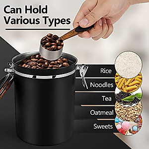 ZWOOS 2 lbs Coffee Canister for Ground Coffee, Coffee Bean Containers, Coffee Storage Airtight Canister with Scoop, 2800 ml (Black+Wood Print Lid)