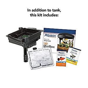 Aqueon LED Minibow Aquarium Starter Kit with LED Lighting, 5 Gallon, Black