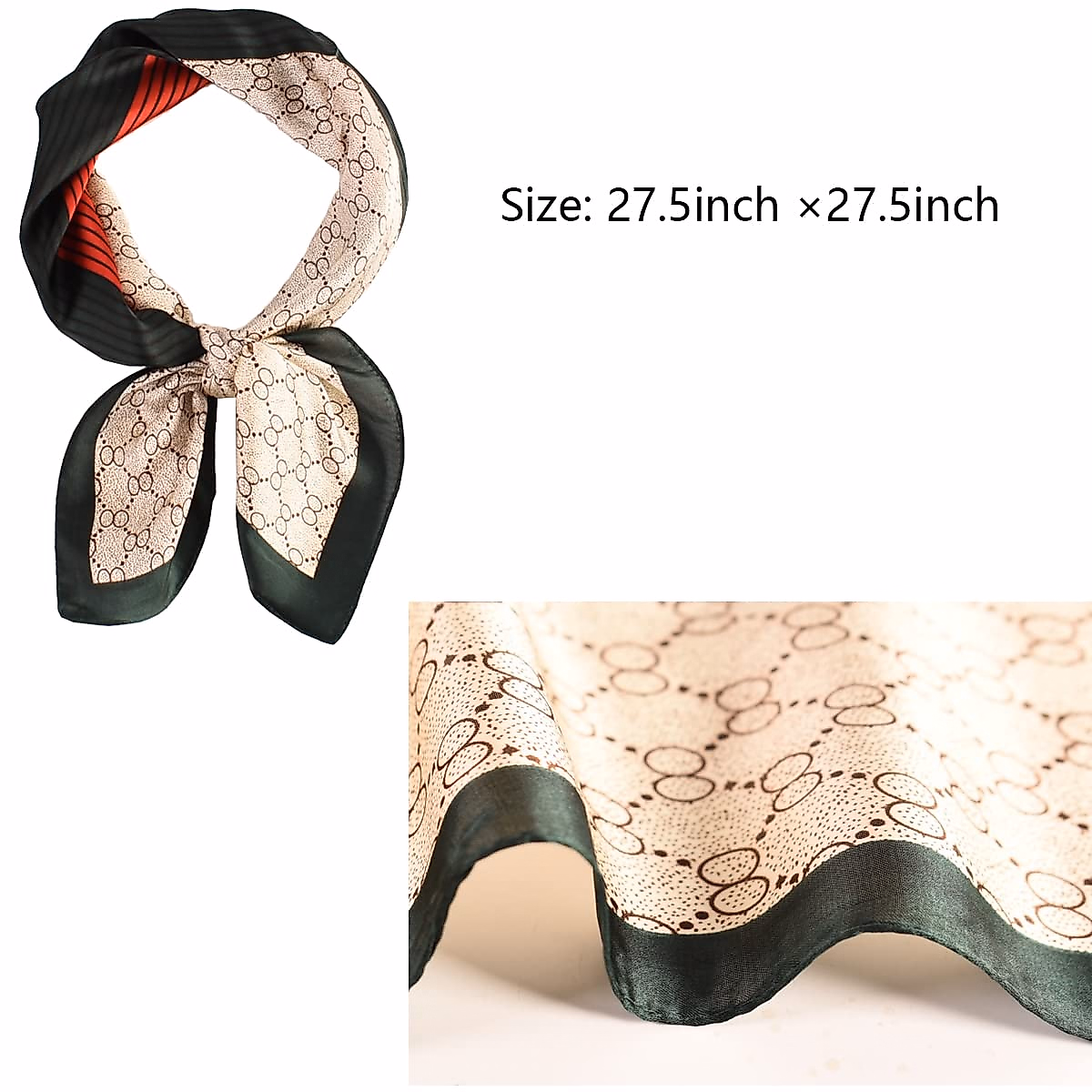 FYLuoke 4 Pcs 27.5 Inch Head Scarf Silk Bandana Satin Hair Scarf Square Neck Scarf for Women Girls (C-01)