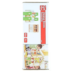 Hape Wooden Doll House Furniture Dining Room Set with Accessories| 1:12 Scales Miniature Dollhouse Furniture