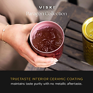 Viski Paragon Cocktail Tumbler Insulated Cocktail Cups, Insulated Rocks Tumbler Stainless Steel Whiskey Glasses with Ceramic Coating Green 12oz Set of 1