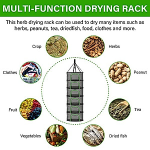 iPower 6-Layer Herb Drying Rack Hanging Mesh 2ft Collapsible Net Dryer with U-Shape Zippers, Pothook, Carabiner and Carrying Bag, 2 Packs