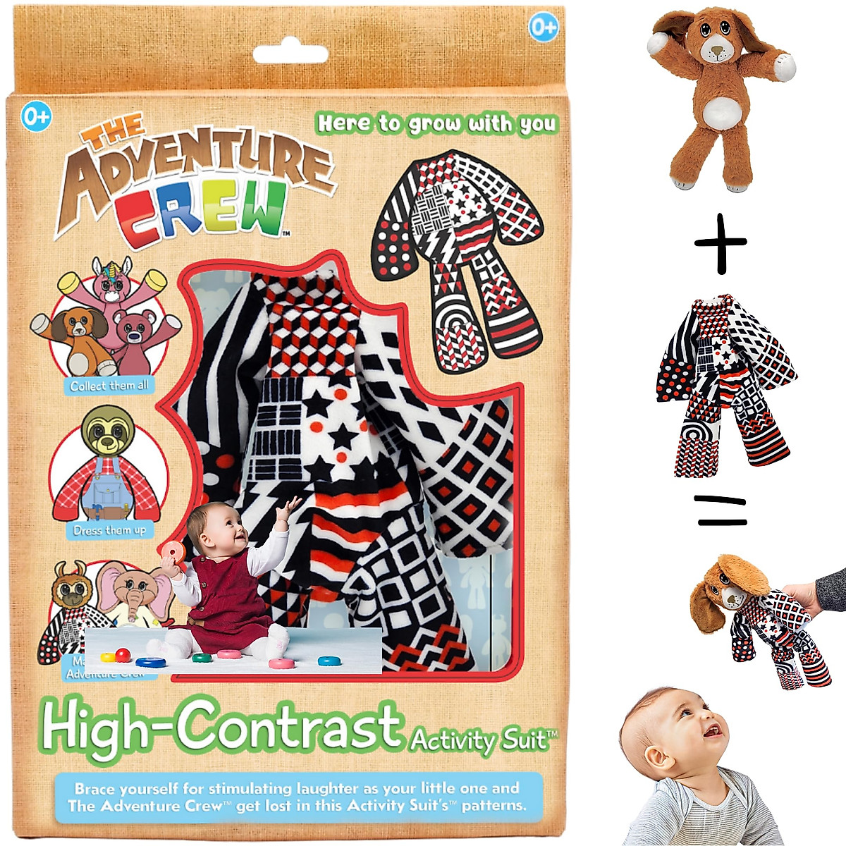 Nobory Toys The Adventure Crew High Contrast Sensory Activity Suit for Infants and Toddlers | Interchangeable with The Adventure Crew Plush Characters | Early Learning Toy