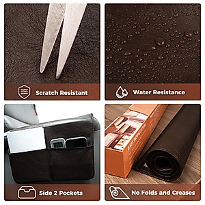 NZDWZDN 3 Pcs Headrest Cover for Recliner Chair Recliner Headrest Protector Faux Leather Headrest Cover with Elastic Straps Couch Headrest Cover with Pocket Chair Arm Covers 22.8 x 14.6 in(Chocolate)