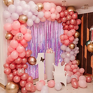 Crosize 3 Pack 3.3 x 9.9 ft Pink Foil Fringe Backdrop Curtain, Streamer Backdrop Curtains, Streamers Birthday Party Decorations, Tinsel Curtain for Parties, Galentines Decor, Preppy, Photo Booth