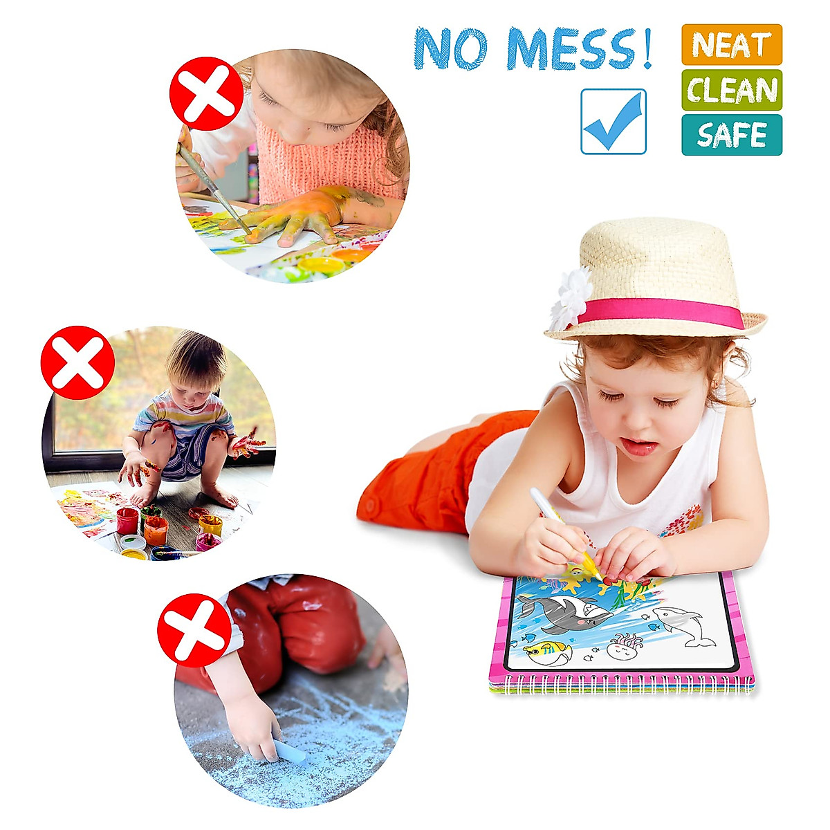 HahaGift Toys for 1 2 3 Year Old Boys Girls Gift, Magic Water Drawing Book Dinosaur Toys for Kids 3-5, Educational Learning Toys for Toddlers 1-3, Best Birthday Gifts for 3 2 1 Year Old Kids !