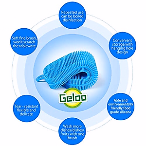 Geloo 3 Pack Silicone Sponge Kitchen Sponge, Sponges for Dishes Washing Kitchen Gadgets Cleaning Brush, Dish Sponges Double Sided Silicone Sponge Brush