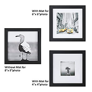 UMICAL 5x7 Picture Frame bundle with 8x8 Picture Frames Set of 2 Display 6x6 or 4x4 Pictures with Mat