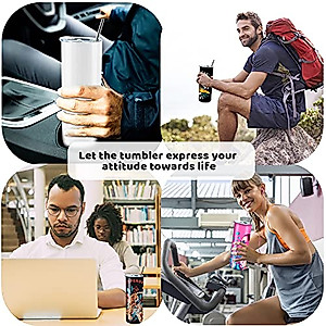 4 Pack 20 oz Sublimation Tumblers,Straight Skinny Stainless Steel Double Wall Insulated Cups for Heat Transfer with Silicone Band, Heat Resistant Tape,Gloves,Shrink Wrap Films and Individually Boxed