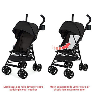 Kolcraft Cloud Lightweight Umbrella Stroller with Large Sun Canopy, Black