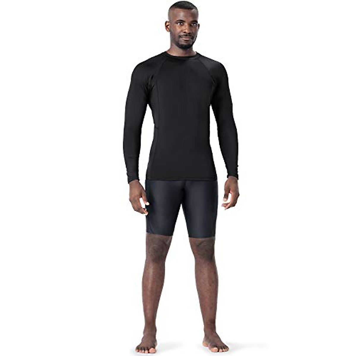 NAVISKIN Men's Long Sleeve Rash Guard Swim Shirts Compression Rashguard Sun Shirts UPF 50+ Baselayer Sun Shirts Black Size XXL