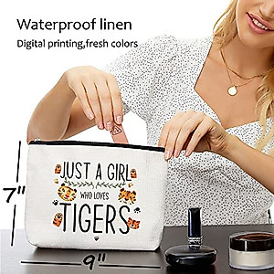 Tiger Makeup Bag Tiger Gifts for Girls Women Gifts for Adults Tiger Stuff Merch Animal Lover Zoo Breeder Funny Birthday Christmas Gift for Her Daughter Sister Friends Just A Girl Who Loves Tigers