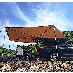 270 Awning Rooftop Tent Sun Shelter Designed for Vehicle with Roof Rack- Right/Left Hand Driver Side Awning Radius 8.2 ft,Khaki (Right-Side)