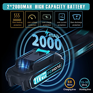 BEI & Hong Cordless Leaf Blower, Upgraded Brushless Motor Electric Leaf Blower, 6 Variable Speed, with 20V Battery and Charger, 2.5LBS Lightweight Mini Leaf Blowers for Lawn Care/Blowing Dust